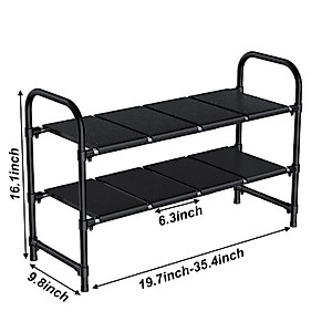 Under Sink Organizer, NEWRAIN 2-Tier Expandable Cabinet Shelf Organizer with Removable Panels, Multi-Use for Under Kitchen Bathroom Sink Organizers and Storage