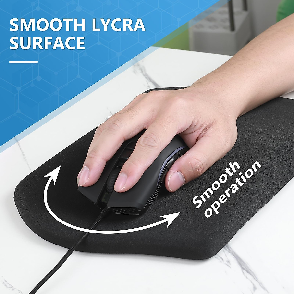 KXRORS Ergonomic Mouse Pad with Wrist Support - Comfortable Soft Entire Memory Foam Mousepad for Wrist Rest Pain Relief,Thick Mouse Pad with Non-Slip PU Gel Base for Office & Home(13 x 8 Inch Black)