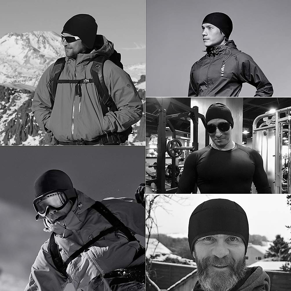 ROCKBROS Skull Cap Men & Women Thermal Cycling Helmet Liner Moisture Wicking Motorcycle Running Hat,Fits Under Helmets Black