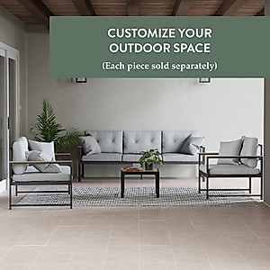Edenbrook Cliffside Metal Patio Furniture - Mix and Match Modern Outdoor Furniture Pieces, Metal Loveseat with Cushions