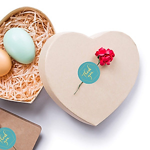 Thank You Stickers Roll - 1.5 inch Blue Thank You Stickers with Teal Base Color, Gold Foil Design, 500 Thank You Stickers for Business, Gift Bags, Envelopes Seals, Mailer Stickers