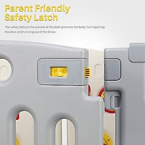 Kidzone Grey - White Baby Interactive Playpen 8 Panel Safety Gate Children Play Center Child Activity Pen ASTM Certified