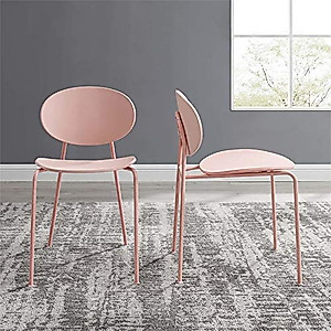 Modway Palette Modern Molded Plastic Accent Dining Chair in Pink - Set of 2 - Comes Fully Assembled