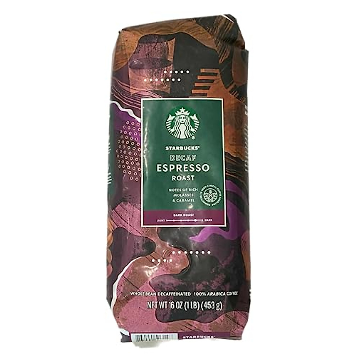 Starbucks Decaf Whole Bean Coffee, Espresso, Dark Roast, 16 Ounce Bags, 2/Pack (32 Ounces Total)