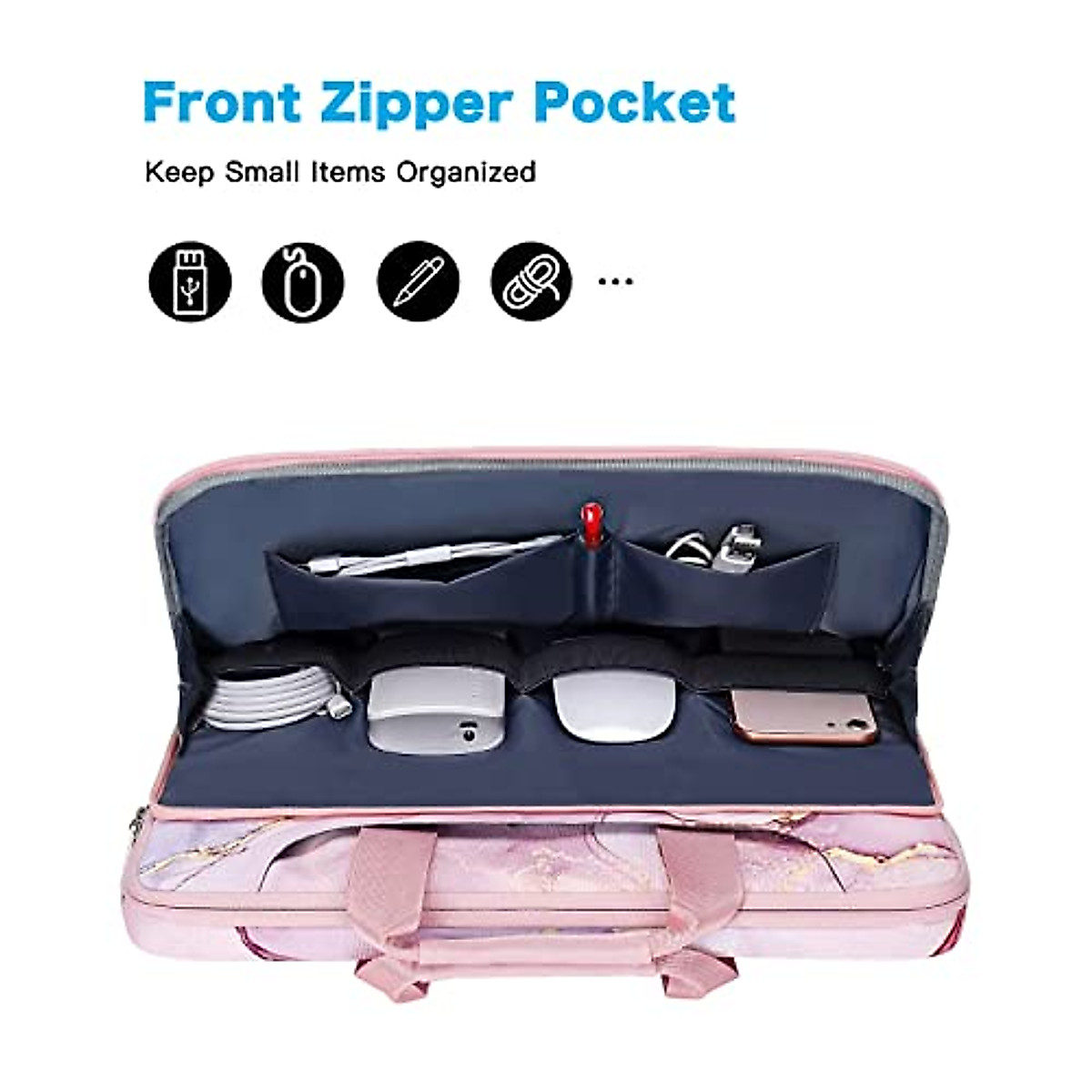 MOSISO 360 Protective Laptop Shoulder Bag Compatible with MacBook Pro 16 inch 2023-2019 M2 A2780 M1 A2485 Pro/Max A2141/Pro 15 A1398,15-15.6 inch Notebook,Polyester Sleeve with Belt Marble MO-MBH216