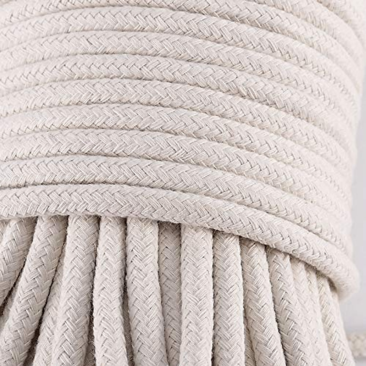 ZEONHEI 328 Feet 1/4 Inch White Natural Cotton Rope, Cotton Clothesline Rope, All-Purpose Craft Rope for Clothes Hanger, Garden Flower Potted Plants, Laundry Line Dryer, 1 Solid Rope