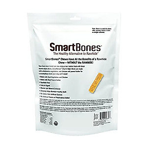 SmartBones Churro-Style Mini Sticks 28 Count, Made with Real Peanut Butter, Rawhide-Free Chews for Dogs
