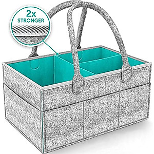 AIMIUKIDS Diaper Caddy - Nursery Storage Bin and Car Organizer for Diapers and Baby Wipes Gift Registry For Baby Shower, Nursery Organizer, Neutral Baby Gift Basket, Changing Table Organizer Pink