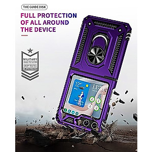 ZOEII Flip 5 Case for Galaxy Z Flip 5 Phone Case with Kickstand Military-Grade Protection, Shockproof Phone Case for Samsung Galaxy Z Flip 5 Case- Purple