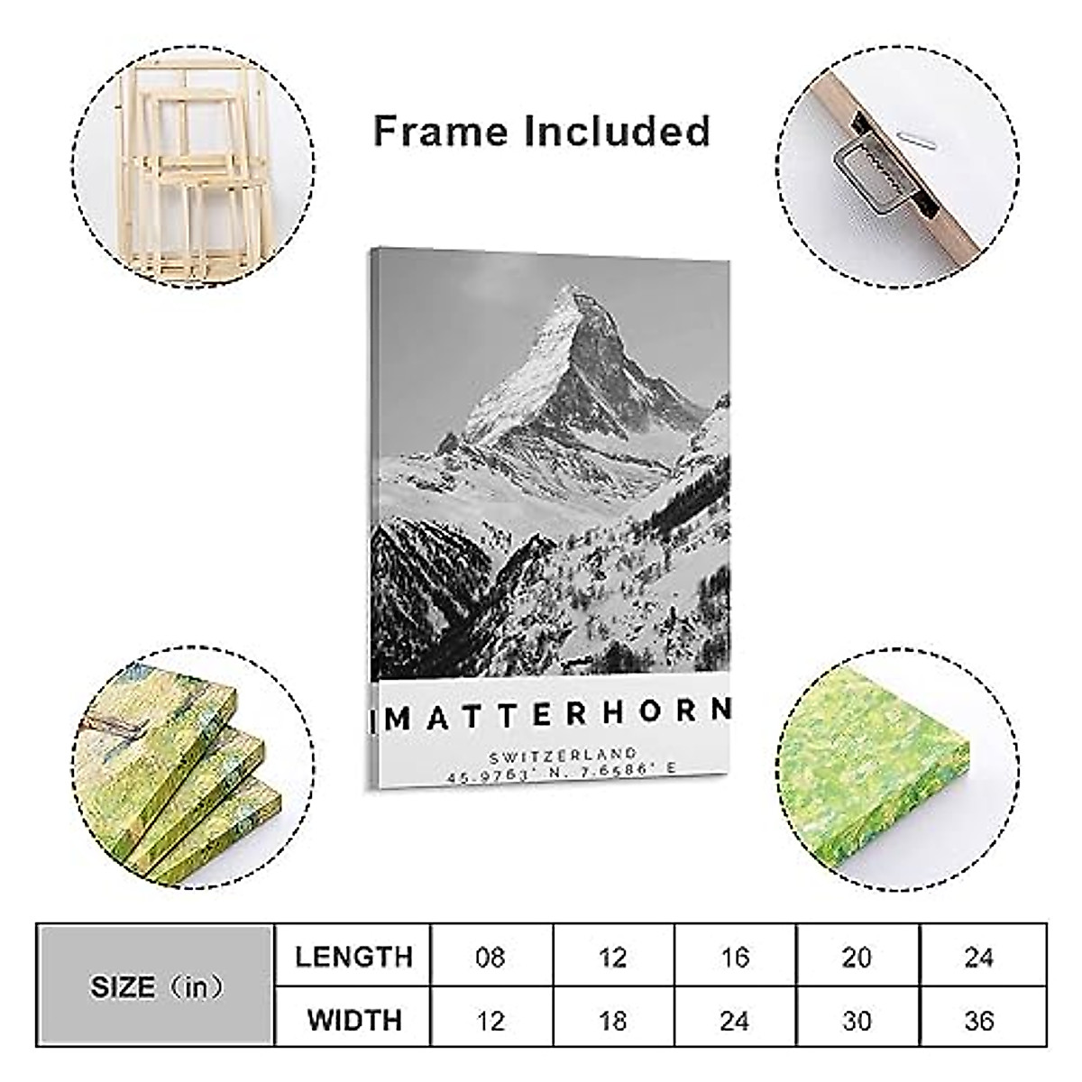 Matterhorn Poster Black And White Photo, Matterhorn Wall Art, Matterhorn Travel Poster, Matterhorn P Canvas Art Poster And Wall Art Picture Print Modern Family Bedroom Decor Posters 16x24inch(40x60cm)