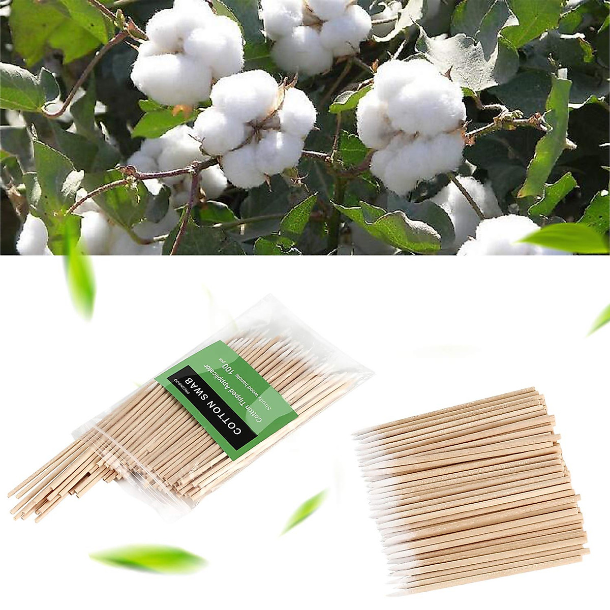 PRESKBOO 400 Count Microblading Cotton Swab, Cotton Swabs Pointed Tip, Cotton Swabs Wood Sticks, Cotton Tipped Applicator, Tattoo Permanent Supplies, Makeup Cosmetic Applicator Sticks