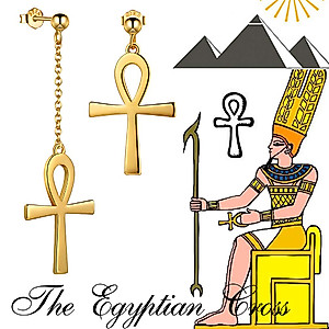 Egyptian Ankh Cross Earrings for Men Women 925 Sterling Silver Gothic Cross Dangle Earrings Ancient Symbol Key of Life Ankh Earrings Protection Jewelry Christmas Gifts for Women Mom Wife FE079Y