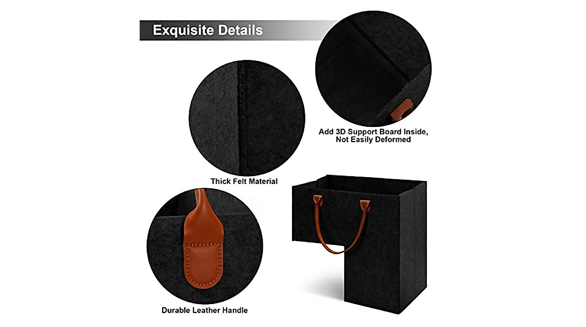 L-Shape Stair Basket with Leather Handles | Stair Storage Organizer