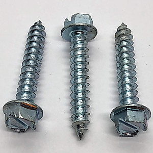 1.5" - #14 Lag Screw - Hex Head - Slotted Flange Head - Coarse Thread - Grade A-Zinc Coated 1-1/2 in x 1/4 in - Heavy Duty Wood Screw (50)