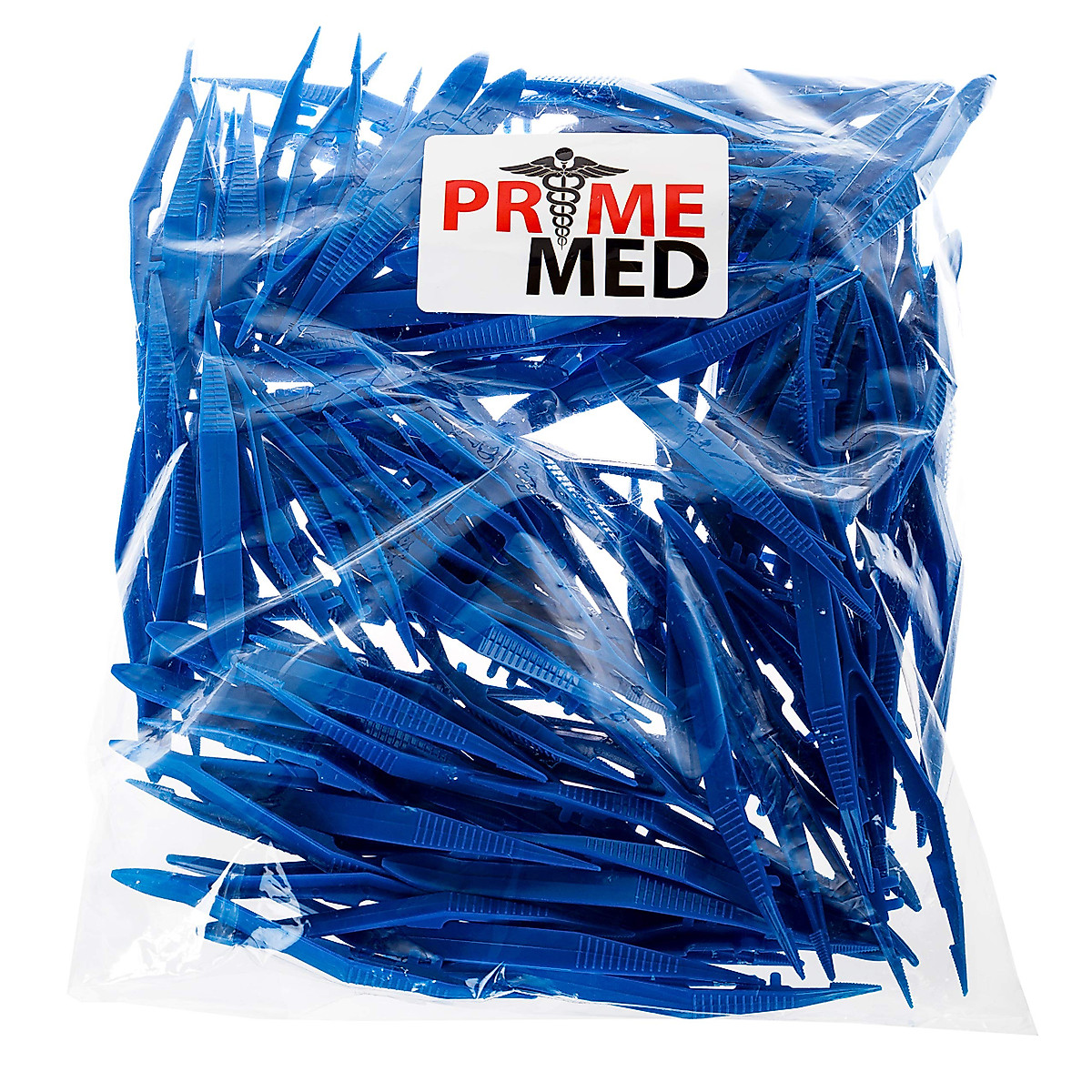 Bulk Priced Plastic Blue Forceps (Tapered Tweezers) from PrimeMed (125 Count)