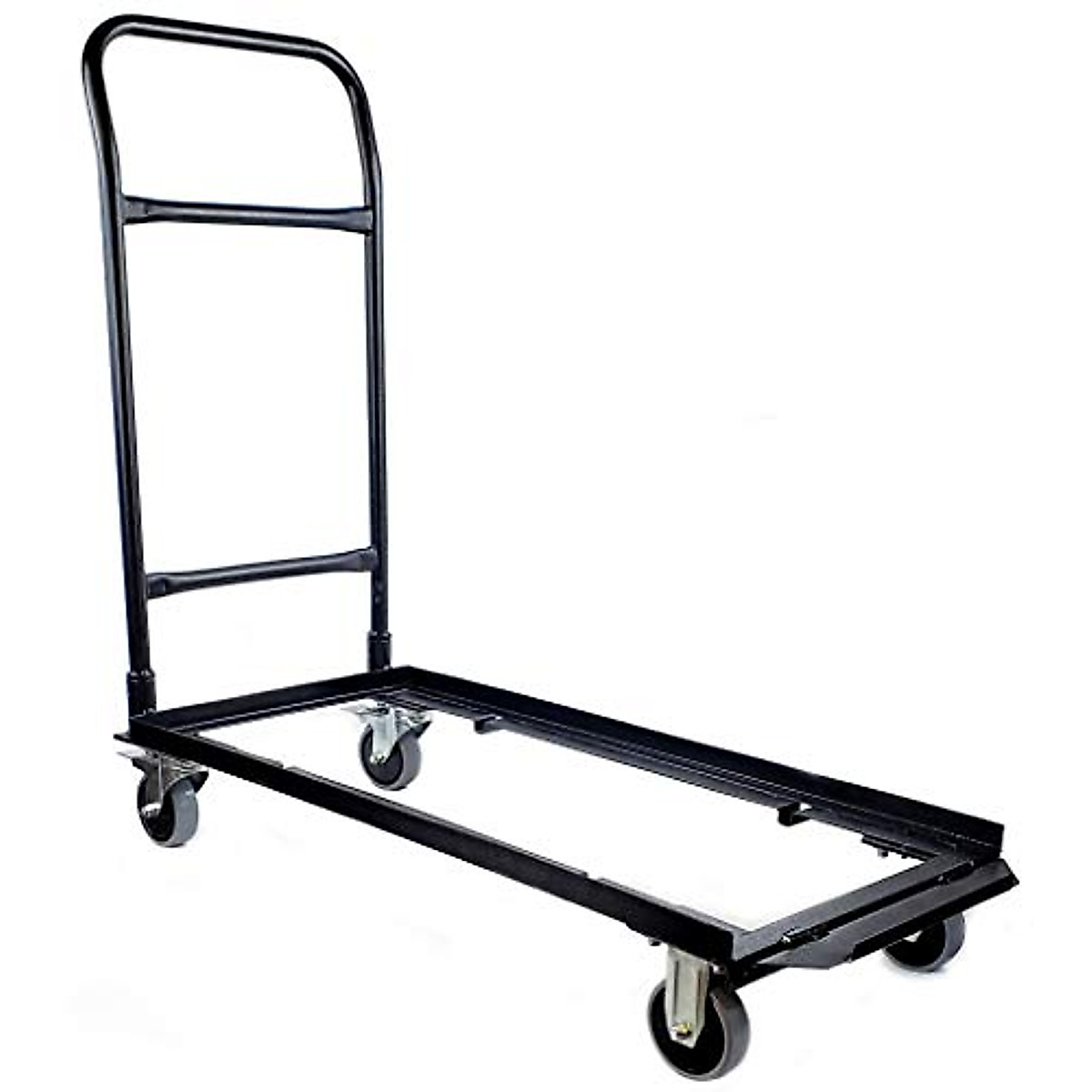 Deluxe Flat Stack Folding Chair Cart - Convertible Dolly Design Holds Flat Stacking Plastic, Wood and Resin Chairs - Features Fixed and Locking Casters for Safe Transport, HD Steel