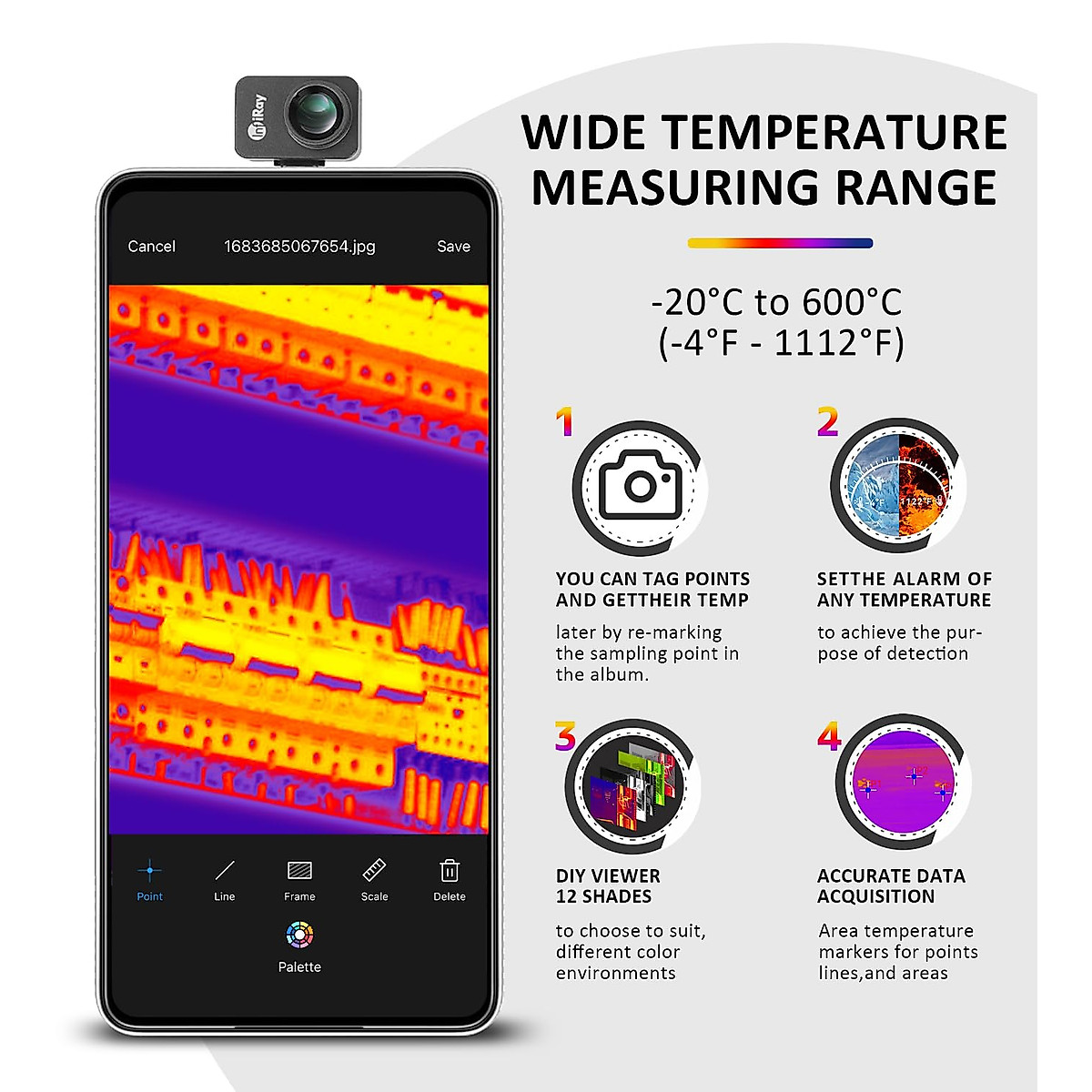 (Android Only) InfiRay Xinfrared P2 Pro Thermal Camera with Magnetic Macro Lens for Android Type-C Smartphones, 9g Fully Metal Body, 25Hz 256X192 Resolution, Support Android 9.0 and Above, (T2 Pro)
