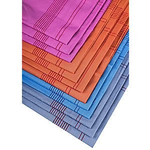 AEJESOP Men's Multicolour Handkerchiefs,100% Soft Cotton, Mens Hankie, Cotton Color Handkerchief Set, Colour Hanky, Gifts Pack of 6 Pieces, SIZE : 16" x 16 "