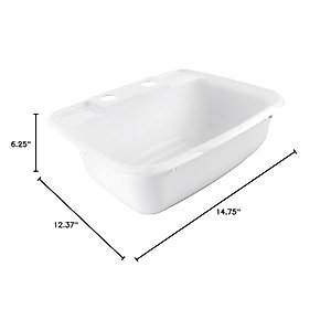 RecPro Rectangle RV Bathroom Sink | Single Bowl Lavatory Sink | Camper Sink | Plastic (White)