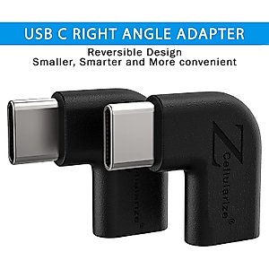 Cellularize USB C Extender Adapter 40Gbps 240W Short Dock Cable Extension Type-C 8K@60Hz PD Low Profile Male to Female Thunderbolt QC & Data Transfer for USB-C Devices (Right Angle, 4 Pack)
