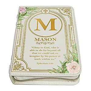 10x7 Inch Personalized Bible Cover – Create Your Own Design, Custom Bible Cover and Carrying Case with Handle – Leatherette Book Covers and Bible Case for Women - White (Design 4)