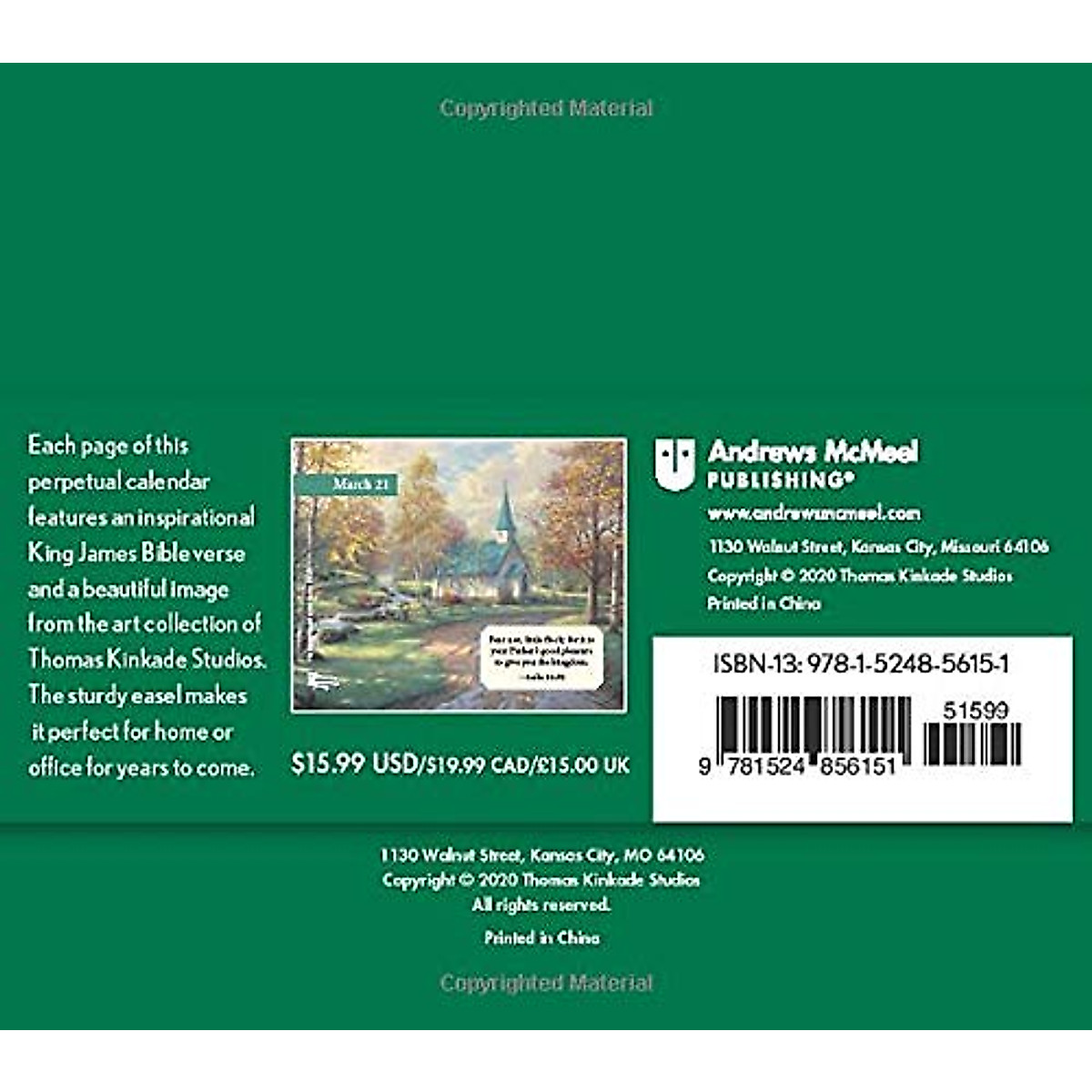 Thomas Kinkade Studios Perpetual Calendar with Scripture