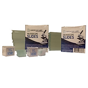 American Labs BS-144P-200S-22-A 144 Blank Microscope Slides and 200 Cover Glass Pre Cleaned - 2 Packs Ground Edges