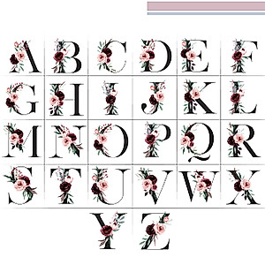 Floral Canvas Bags Gifts for Bridesmaid - Initial Tote Wedding Bag for Bridal Shower - Engagement Shoulder Totes Bags for Women - Bachelorette Party Gift for Girl - 15"x16" Large Bag C2 (Initial #K)