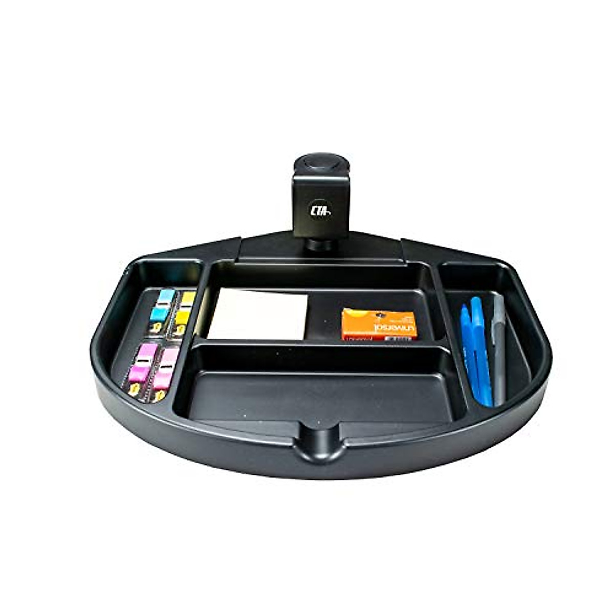 Desk Tray Add-on - CTA Desk Add-on Bundle with Keyboard Tray, Desk Organizer, Heavy-Duty Metal Keyboard, Mouse Tray, Organizer Tray Compartments, and Cable Routing Column (PC-DAB) - Black