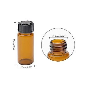 Newzoll Liquid Sample Glass Bottles Vials Screwcap Brown Bottles Capacity 10ml,1/3 Oz Pack of 50