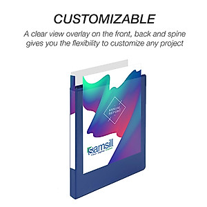 Samsill Durable .5 Inch Binder, Made in the USA, Round Ring Customizable Clear View Binder, Blue, 8 Pack (MP88412)