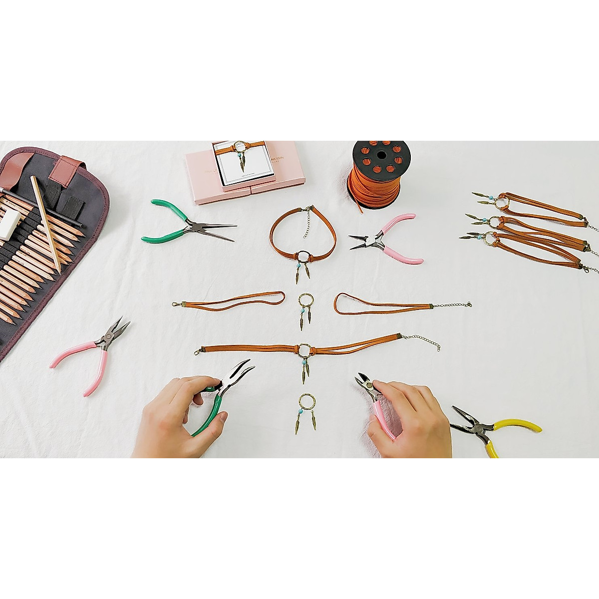 Suede Choker Necklace for Women, Native American Indian Jewelry Bohemian Feather Handmade Leather Jewelry