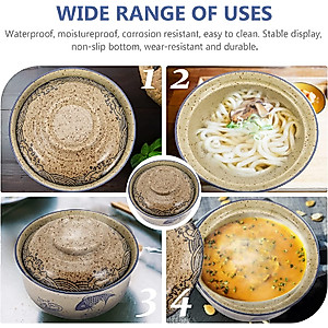 OIDESA Big Ramen Bowl Japanese Noodle Bowls with Lid Large Ceramic Bowl with Lid and for Soup Rice Noodle and Porridge Microwave Oven Safety 6. 5inch