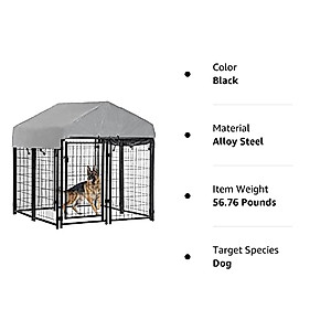 Welded Wire Dog Kennel Heavy Duty Playpen Included a Roof & Water-Resistant Cover 4'x4'x4.3'