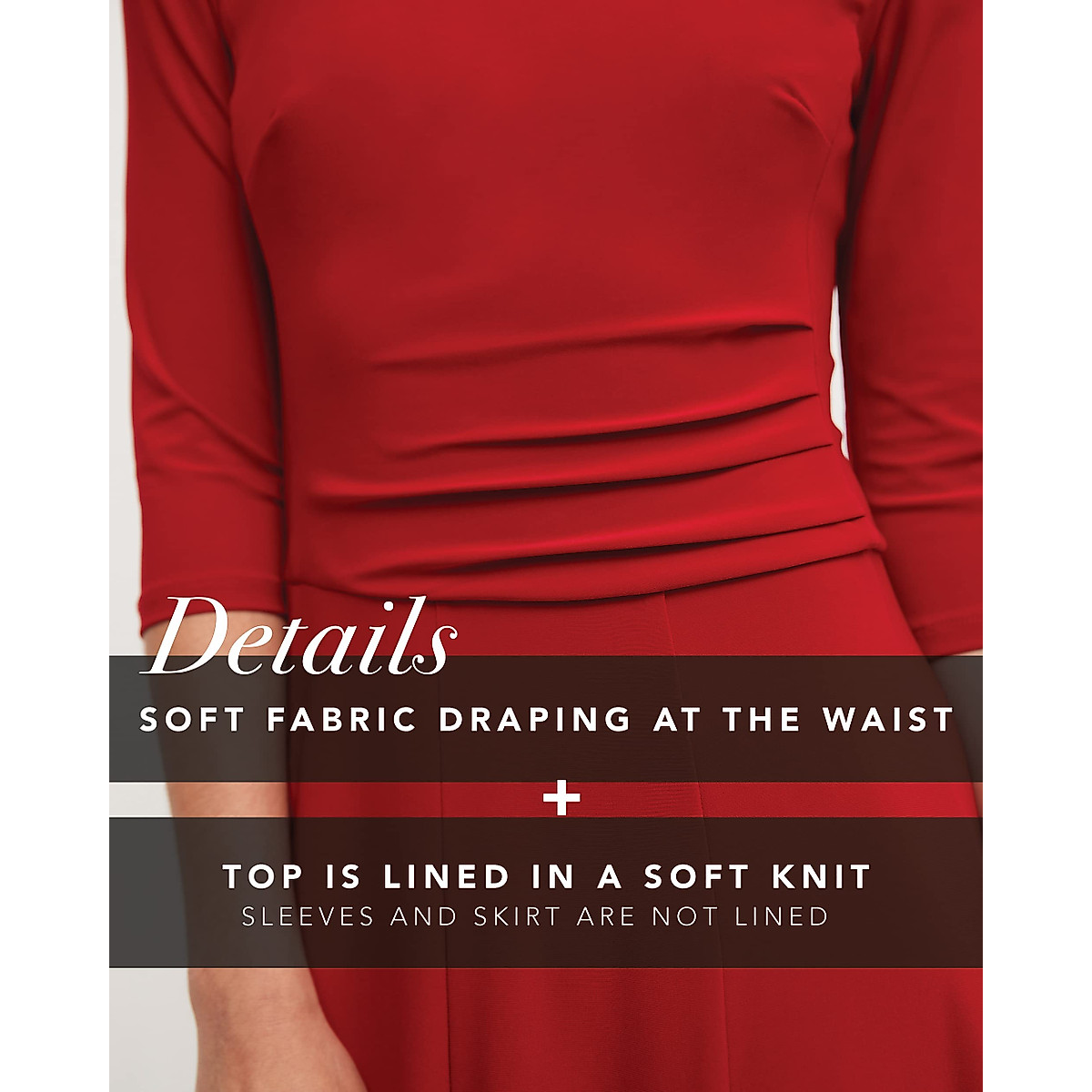 Rekucci Women's Flippy Fit N' Flare Dress with 3/4 Sleeves (12, Black)