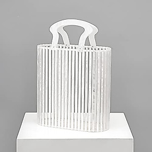 sorozien Women Acrylic Handbag Clutch Beach Bag Handmade Tote Ark Bag Top Handle Bags Fashion Party Clutch Purse (Pearlescent White)