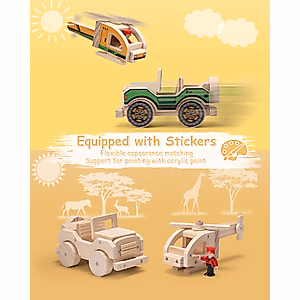 SainSmart Jr. Woodworking Building Kit, 2-in-1 Kids STEM Projects Set, DIY Wood Crafts Assembly Toys with Different Combinations for Boys and Girls