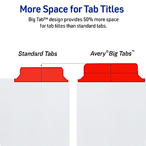 Avery 5-Tab Binder Dividers, Write & Erase Multicolor Big Tabs, 6 Sets (23076)