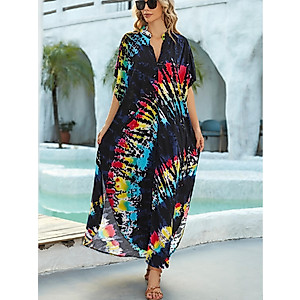 SMUDGE Life Kaftan Dresses for Women Loose Fit Button Up Caftans with Pockets for Stylish Cover Up