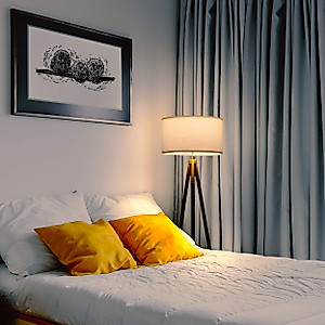 Brightech Levi LED Floor Lamp, Great Living Room/Farmhouse Décor, Black-and-Gold Tripod Lamp for Living Rooms & Offices, Tall Lamp with LED Bulbs, Standing Lamp for Bedroom Reading