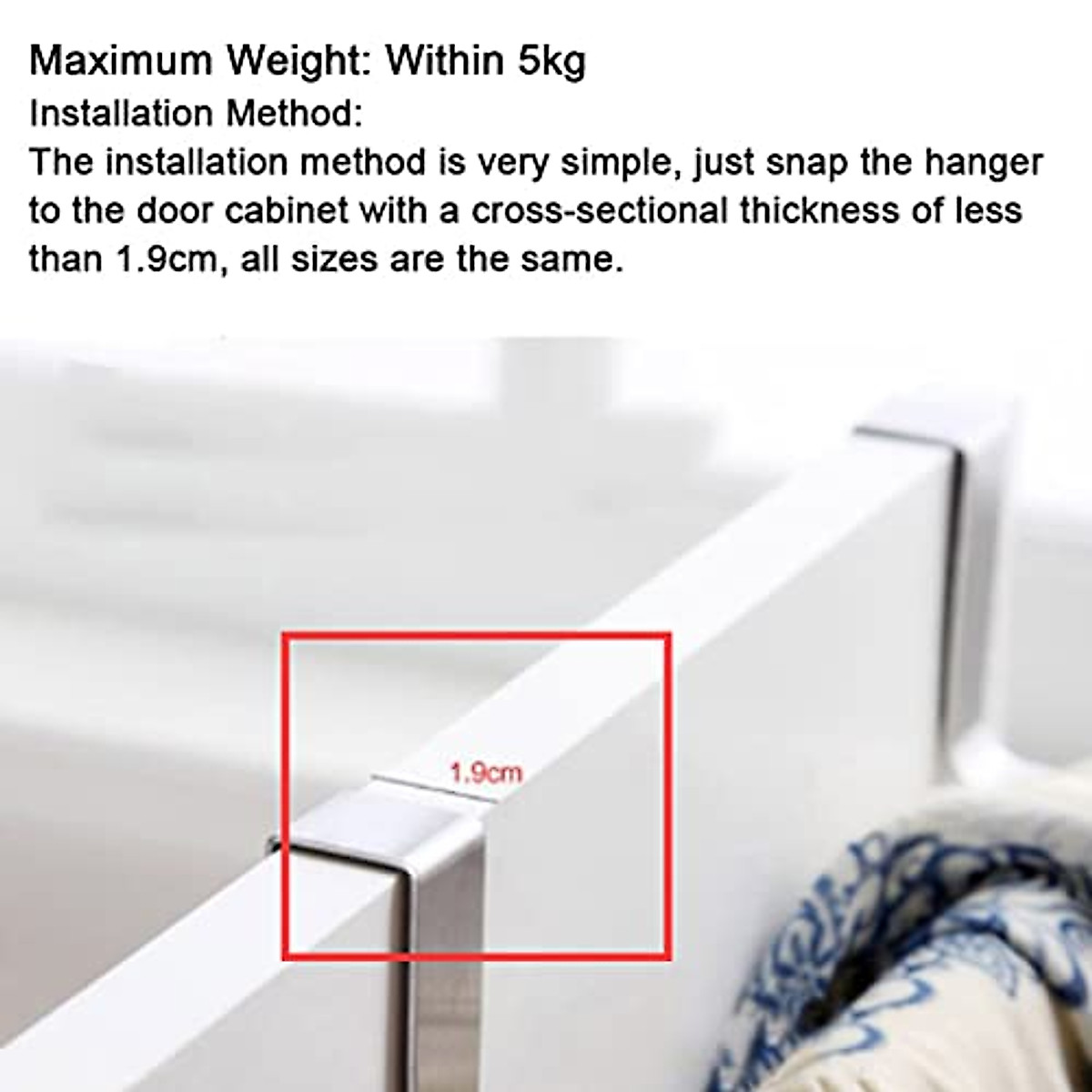 Cabinet Drawer Towel Hanging Rack Stainless Steel Storage Holder Over Door Hanger Kitchen Bathroom Save Space Silver(Long Type)
