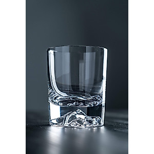 Amehla Mountain Whiskey Glass Set of 2 - Handmade Crystal Whisky Glasses - Manblown Crystal Glass - 10-ounce Double Old Fashioned Rocks Tumbler Drinking Glass Set