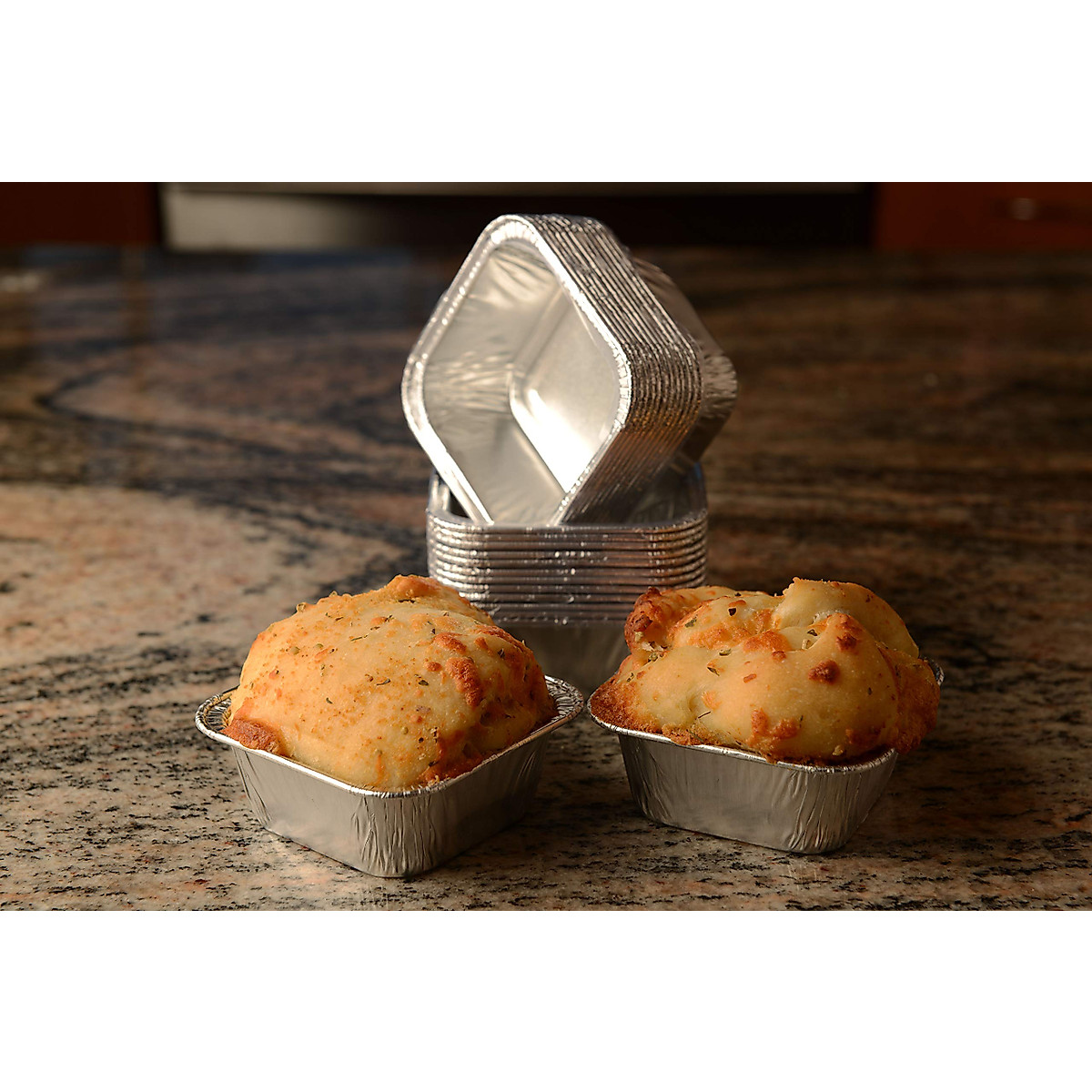 [60 PACK] Aluminum Square Tin Muffin Pan 3 inch - Disposable Aluminum Cupcake Pans - Strong, Durable, Reusable, Recyclable - Muffin Tin Great for Baking Cupcakes, Muffins, Small Pies, Loafs (3 x 3)