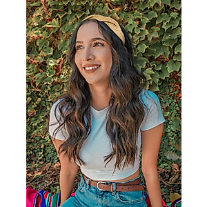 WOVOWOVO Straw Headbands for Women Girls Rattan Wide Headband for Women’s Hair Fashion Summer Boho Braided Head Bands Non Slip Hairbands Accessories, 2 Pack