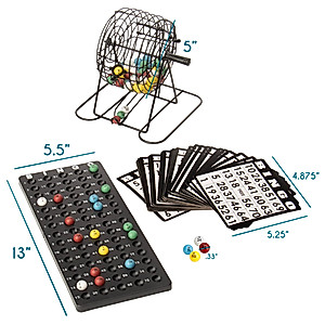 Royal Bingo Supplies Deluxe Bingo Game + Free Expansion Set 50 Premium Cards, 300 Vibrant Chips, 75 Calling Balls, 6” Bingo Cage - Premium Bingo Set for Large Groups and Parties