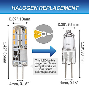 Simba Lighting LED G4 Bulb (5 Pack) 1.1W T3 10W Halogen Replacement 12V AC/DC JC Bi-Pin Base for Accent Lights, Under Cabinet Puck Light, Chandeliers, Track Lighting, Non-Dimmable, Soft White 3000K
