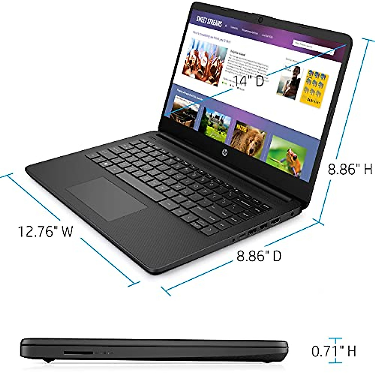 HP Pavilion Laptop (2022 Model), 14-inch Micro-Edge HD Display, AMD Athlon Gold 3150U, 16GB RAM, 512GB SSD, Thin & Portable, Webcam, HDMI, Wi-Fi, Bluetooth, Win 10