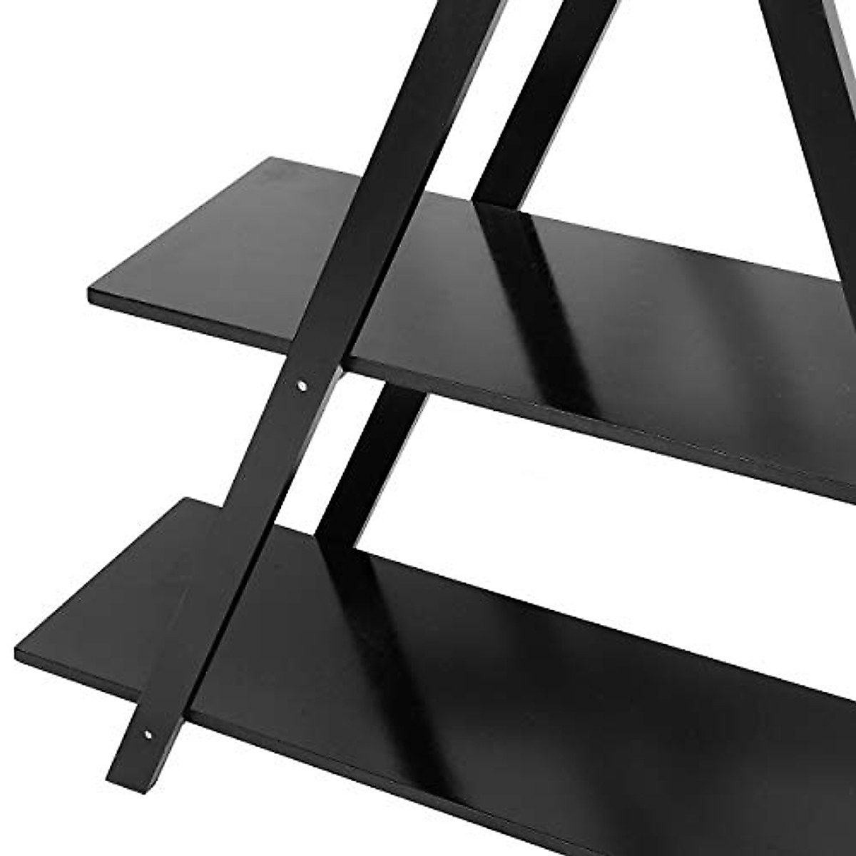 SUPER DEAL A Frame Bookshelf Storage Shelves, 4 Tier Ladder Bookcase Free Standing, Plant Book Display Furniture for Home Office, Black