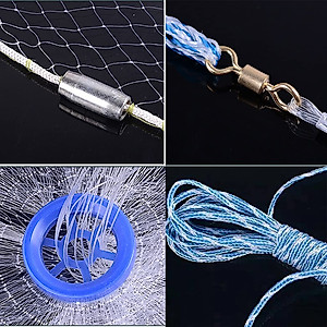 BBGS High Strength Fishing Cast Net, Fly Cast Net Fishing Tools, Hand Throw Cast Net, 360/420/480/540cm Fishing Casting Net (Size : 5.4m)