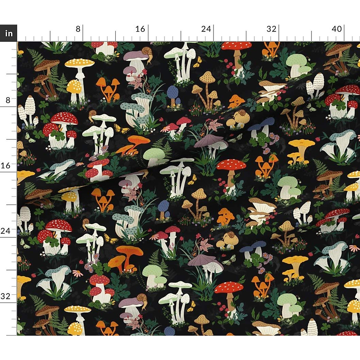 Spoonflower Fabric - Mushroom Garden Mushrooms Printed on Petal Signature Cotton Fabric Fat Quarter - Sewing Quilting Apparel Crafts Decor